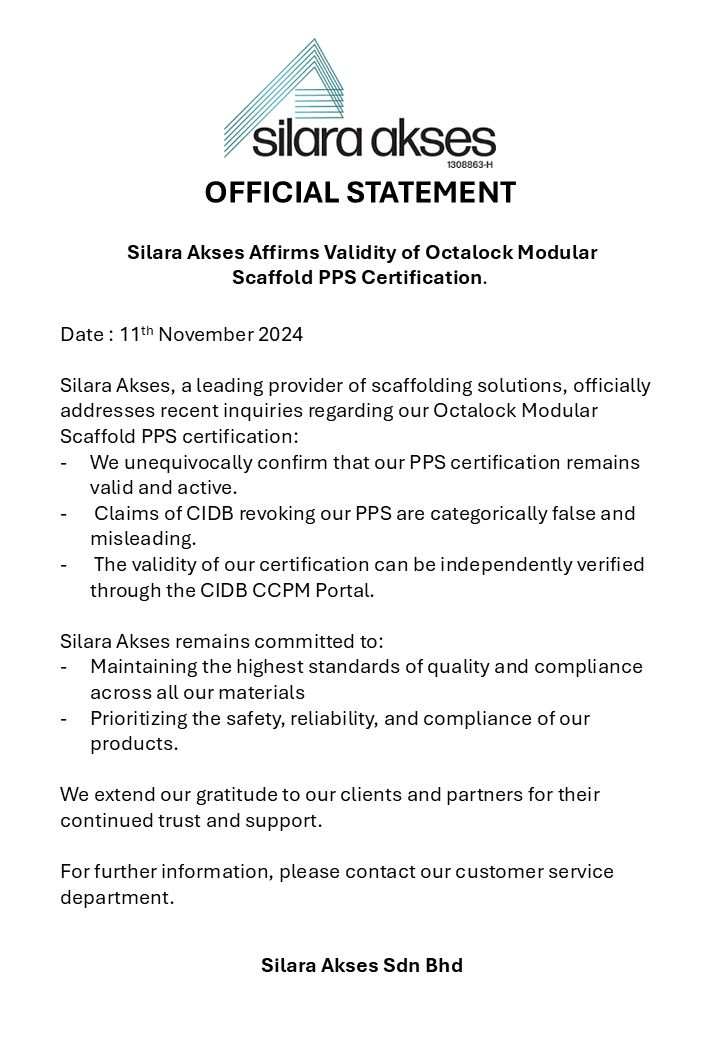 Octalock Scaffolding: Silara Akses PPS Certification Valid