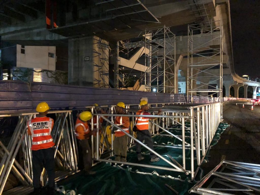 MRT2 Sri Damansara: Special Scaffolding for Access